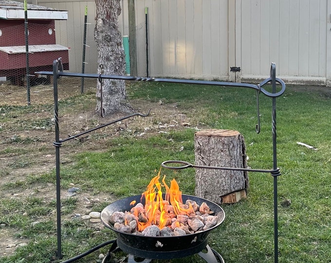 Hand Forged Campfire Cookset With Adjustable Swing Arms (heavy Duty ...