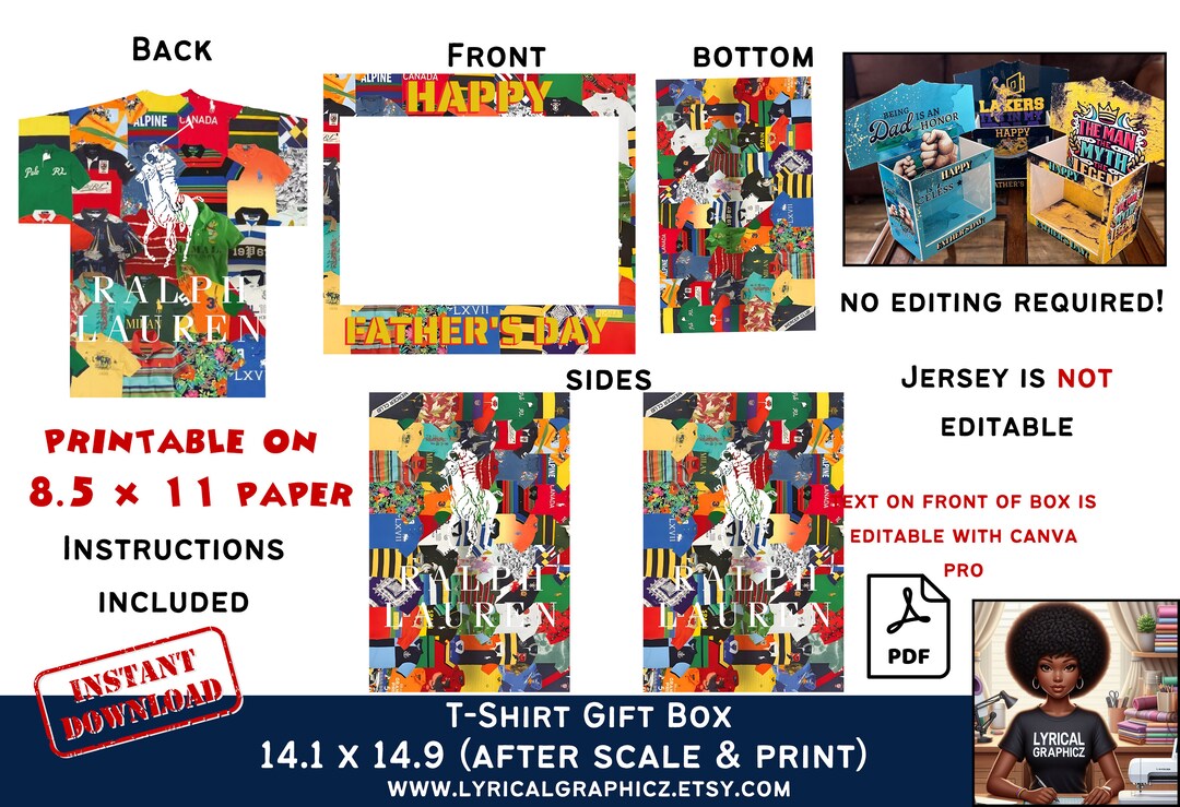 T-shirt Gift Box Template, PNG File, Sports Gift Box, Jersey Gift Box ...