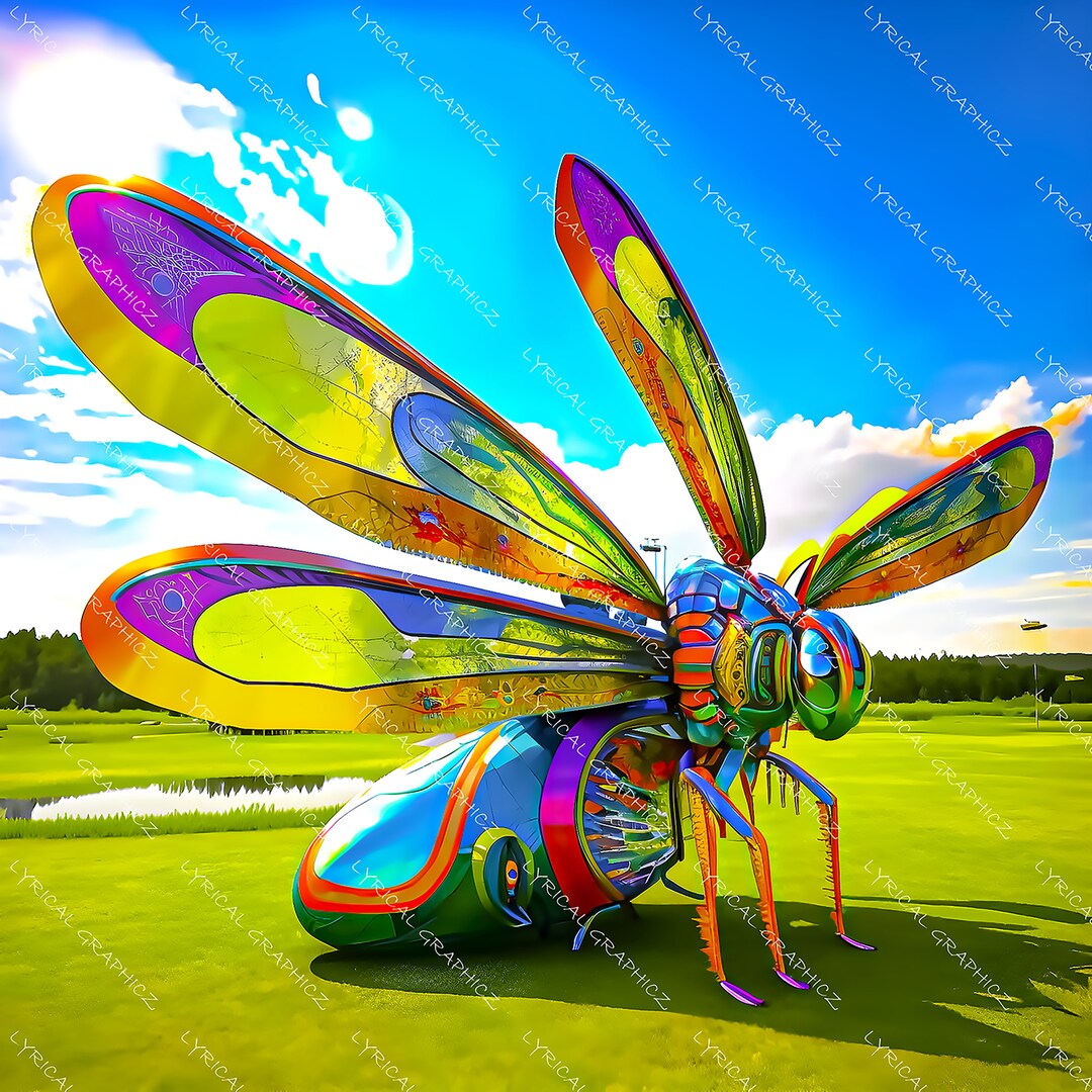 Modern Futuristic Dragonfly AI Art Clip Art T Shirt Tumbler Graphic - Etsy