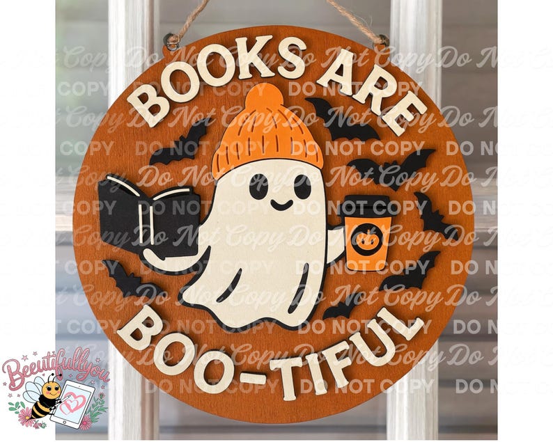 Boo-tiful Ghost Reading PNG SVG: Halloween Book & Coffee Clipart - Etsy ...