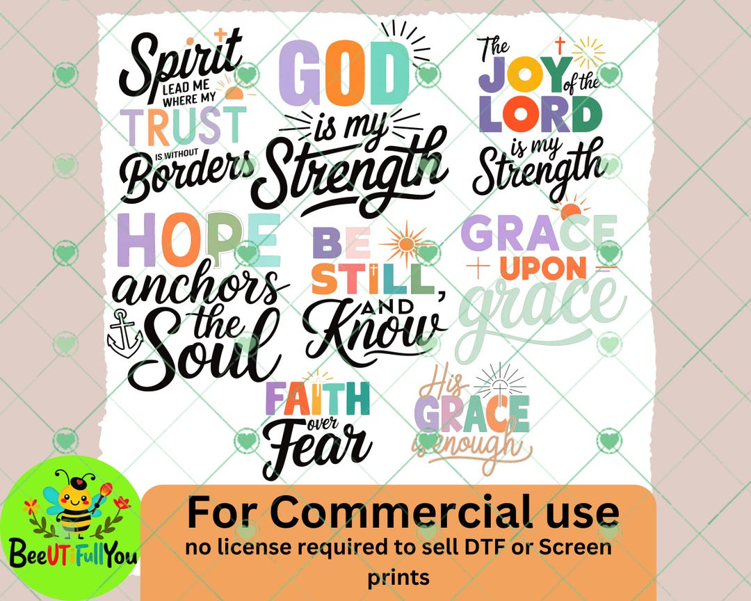 Inspirational Religious Design Bundle - Faith-based Pngs for DTF or ...