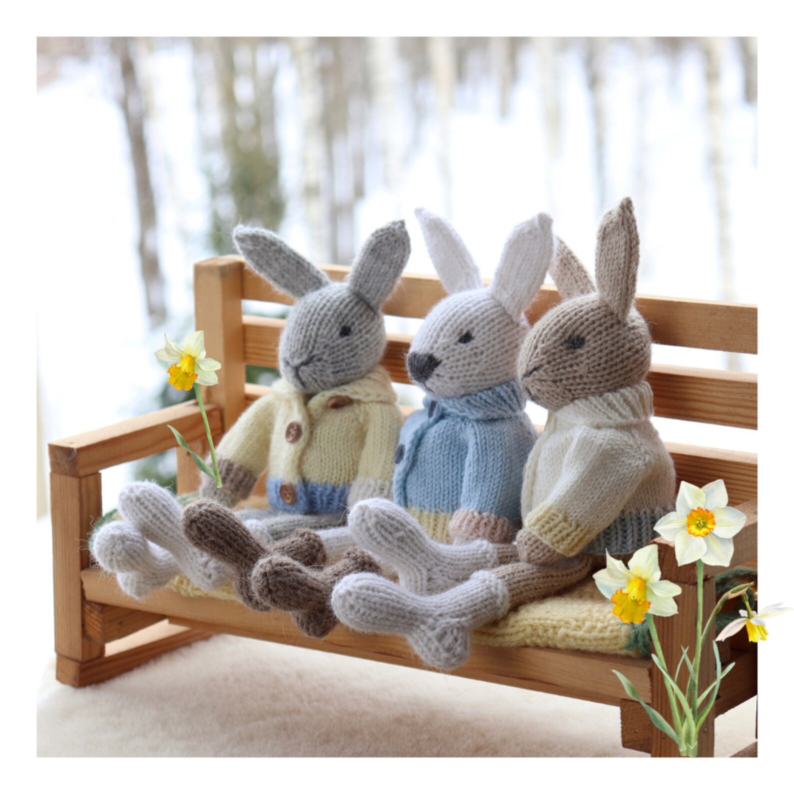 2 Little Bunny Knitting Patterns Knitted Animal Patterns - Etsy