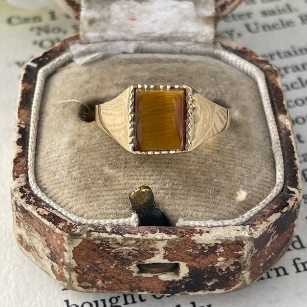 Mens Vintage 14k Gold Tiger Eye Ring - Etsy