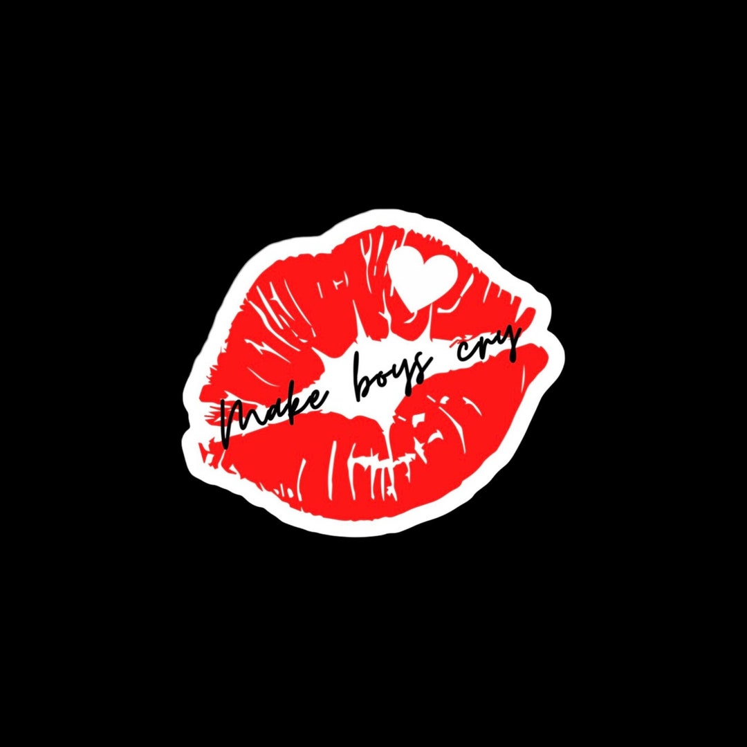 Kiss Lip Sticker Make Boys Cry Sticker Fun Sticker for Water - Etsy