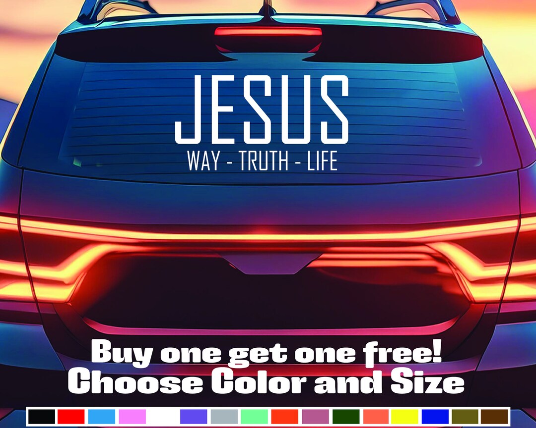 Jesus Way Truth Life Decal: Christian Car Window Sticker - Etsy