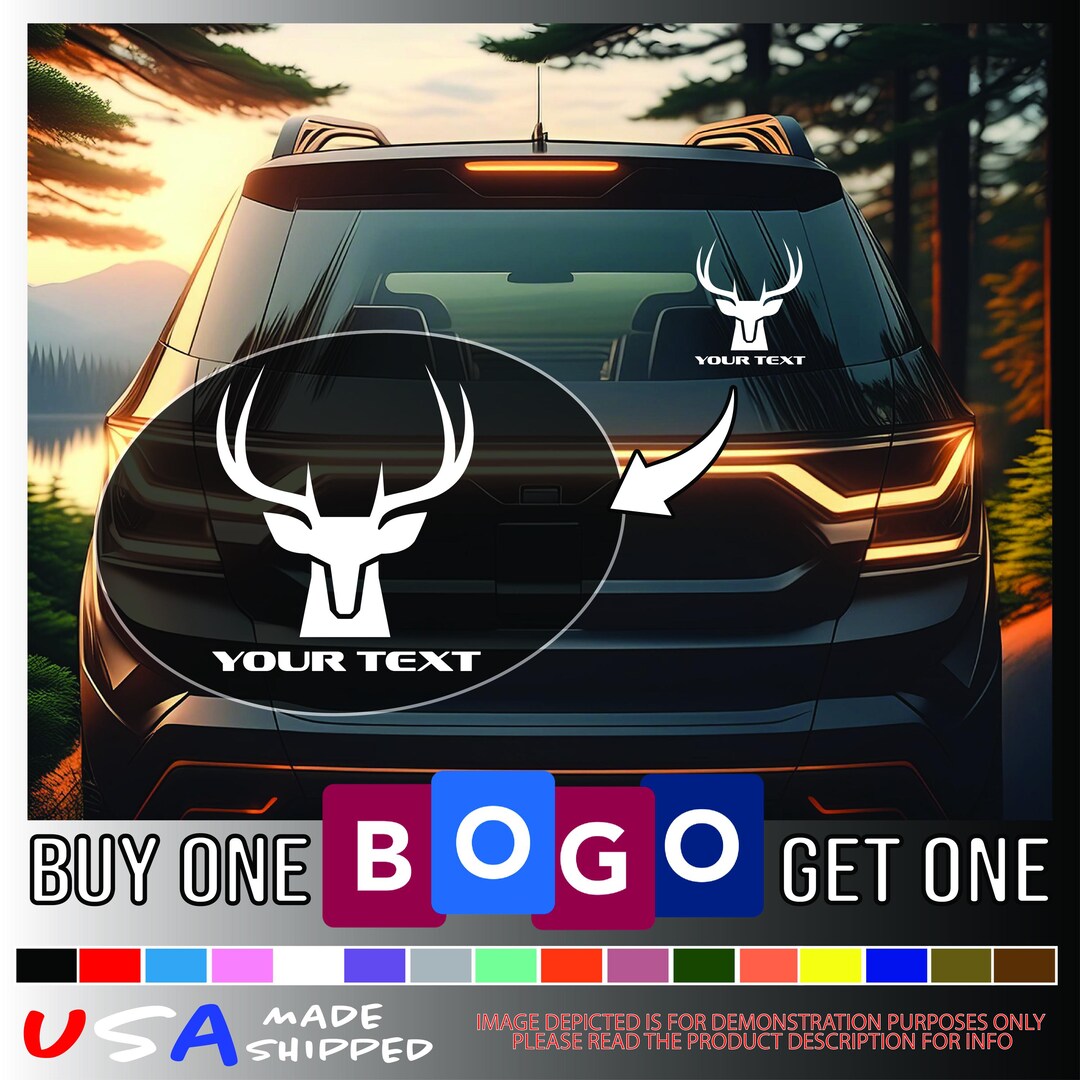 Custom Text Deer Car Decal | Deer Car Decal | Custom Deer Decal | Deer ...