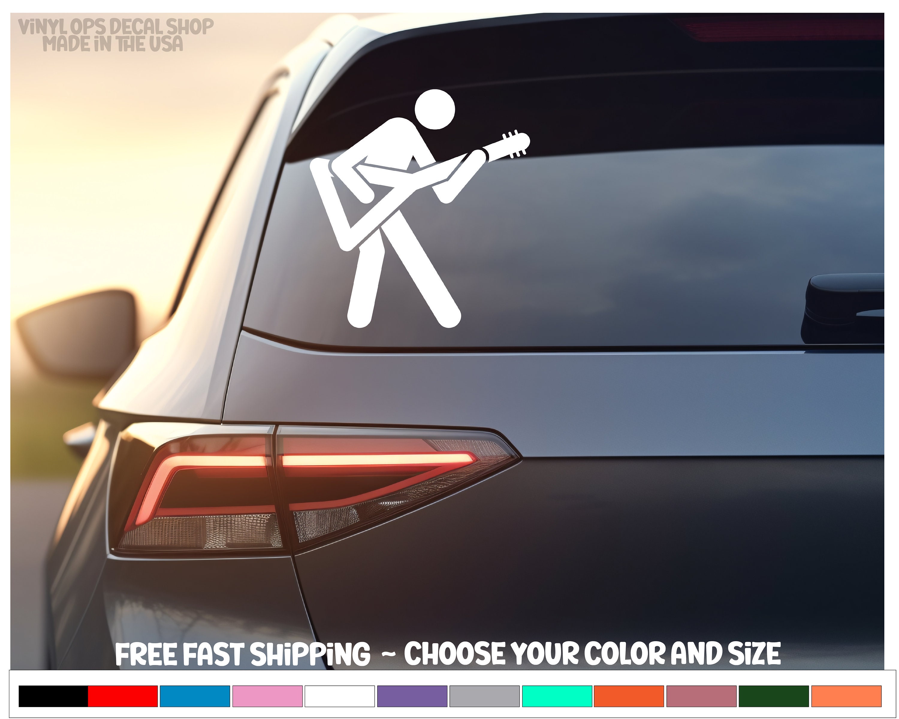 Guitar Player Decal Guitar Decal Rock Star Decal Rock Star Sticker ...