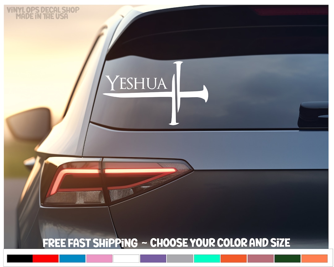 Yeshua Cross of Nails Christian Decal Christian Decal Yeshua Decal ...