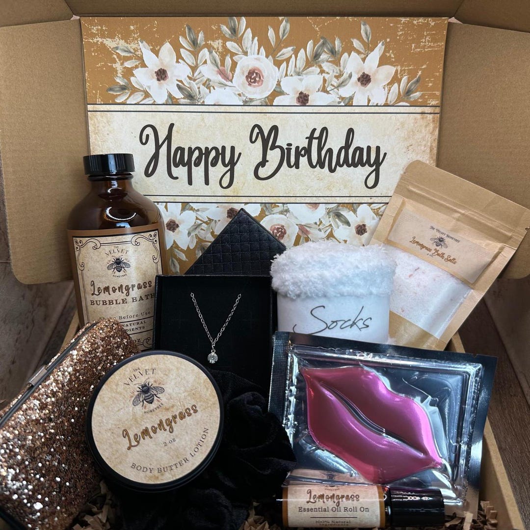 Lemongrass Birthday Spa Gift Set, Bubble Bath, Personalized Gift for ...