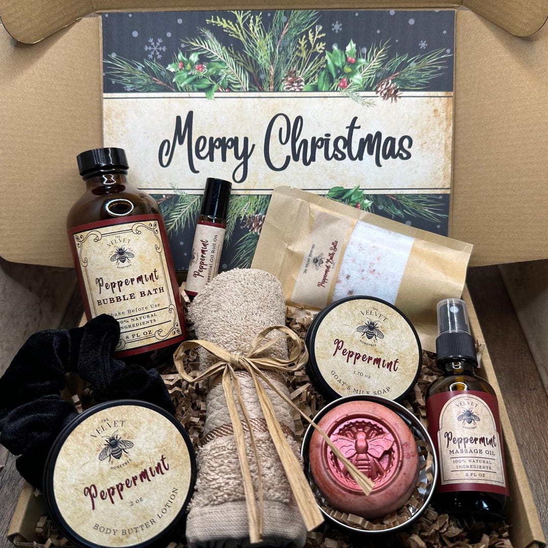 Christmas Spa Gift Box, Peppermint Gift Box, Personalized Gift Box for ...