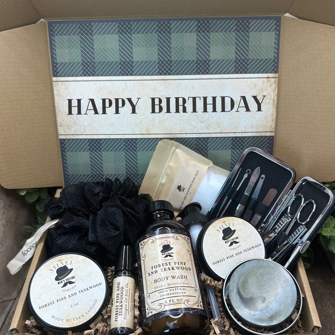 Men's Birthday Gift Box, Charcoal Soap, Blue Gift Box for Him ...