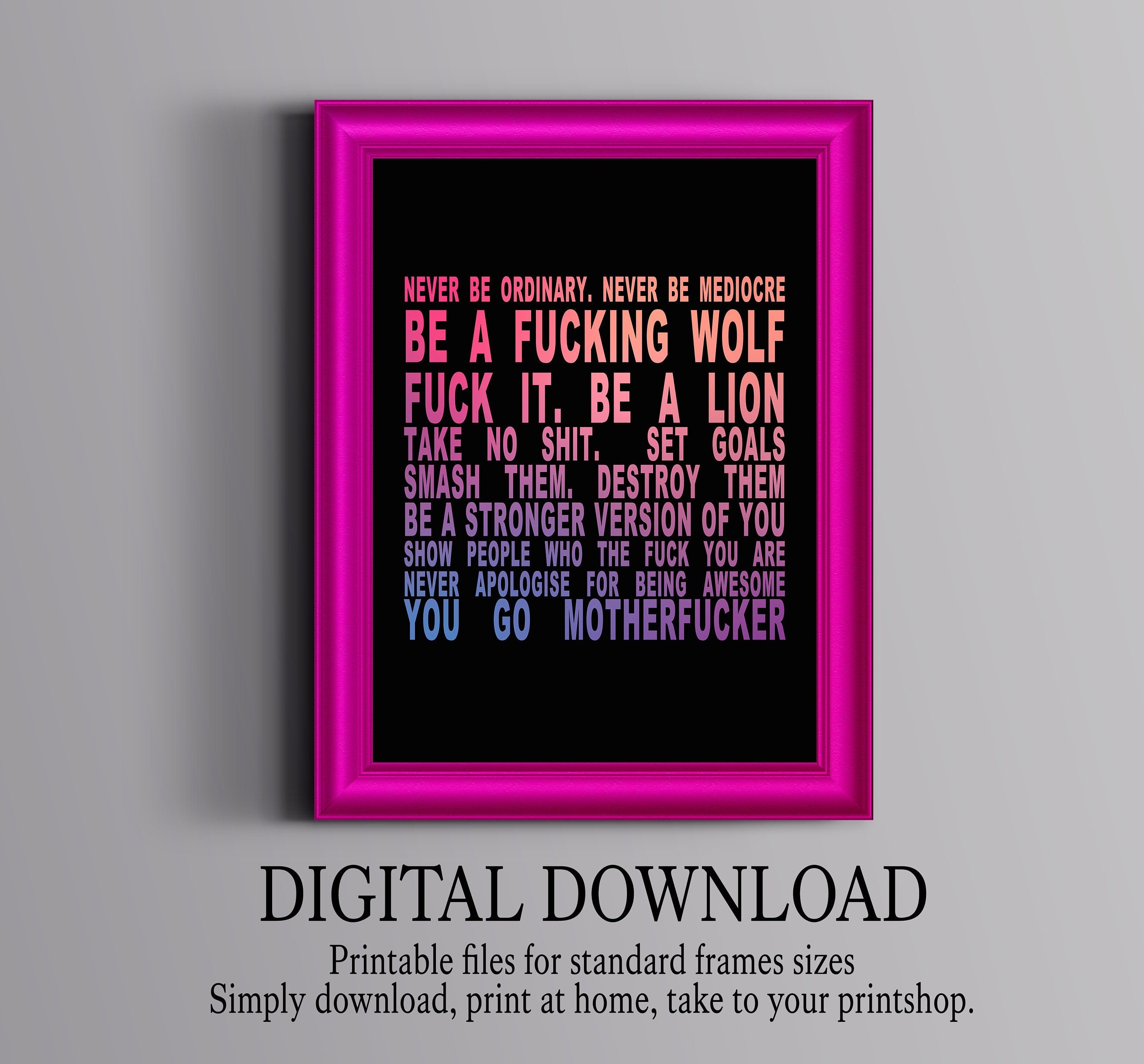 Inspirational Swear Word Art Print: Colorful Typography (digital ...