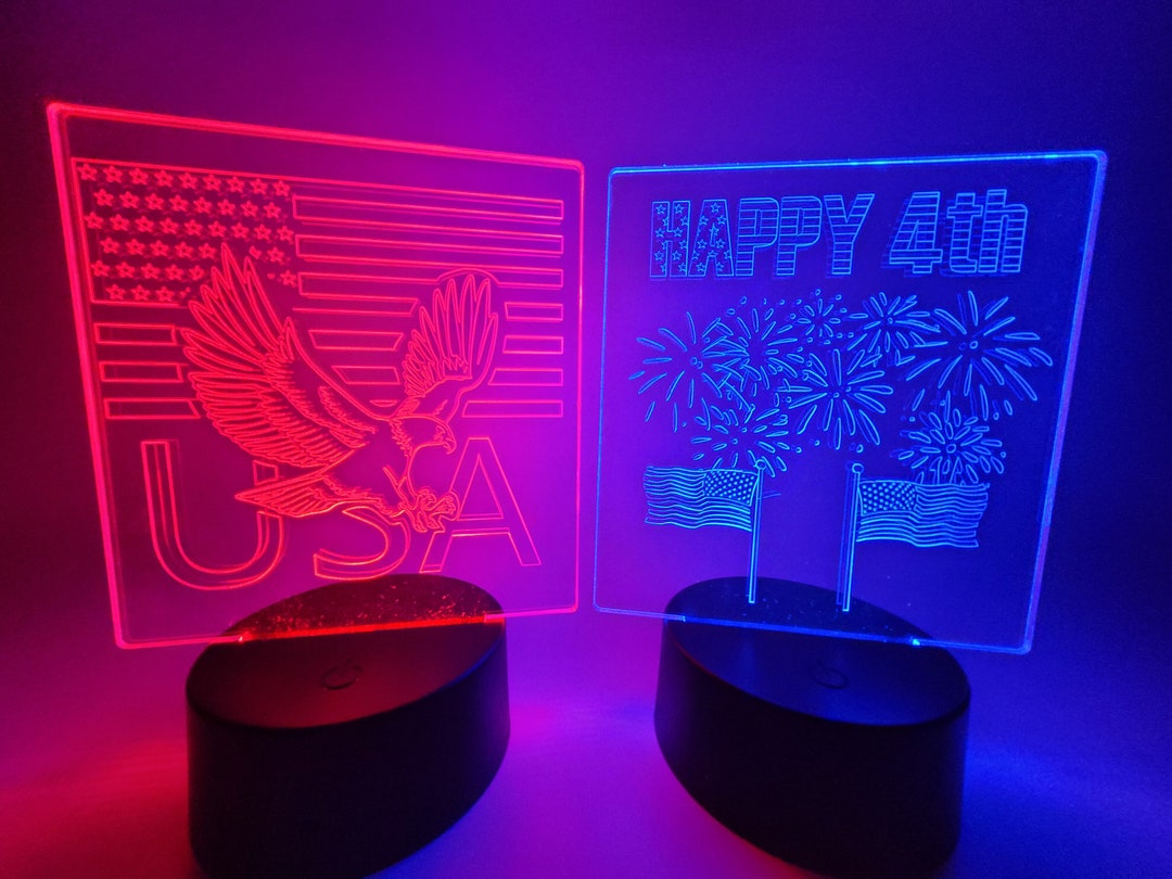 Patriotic LED Sign, 4th of July, Engraved Acrylic LED - Etsy