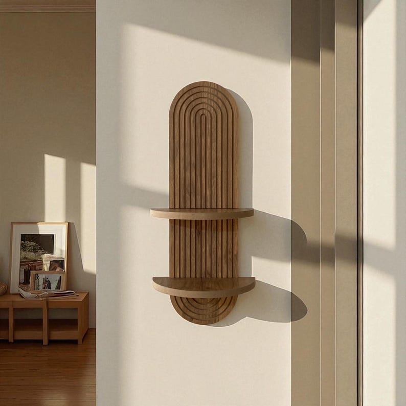 Modern Dual-curved Wall Shelf – Eye-catching Floating Storage for ...
