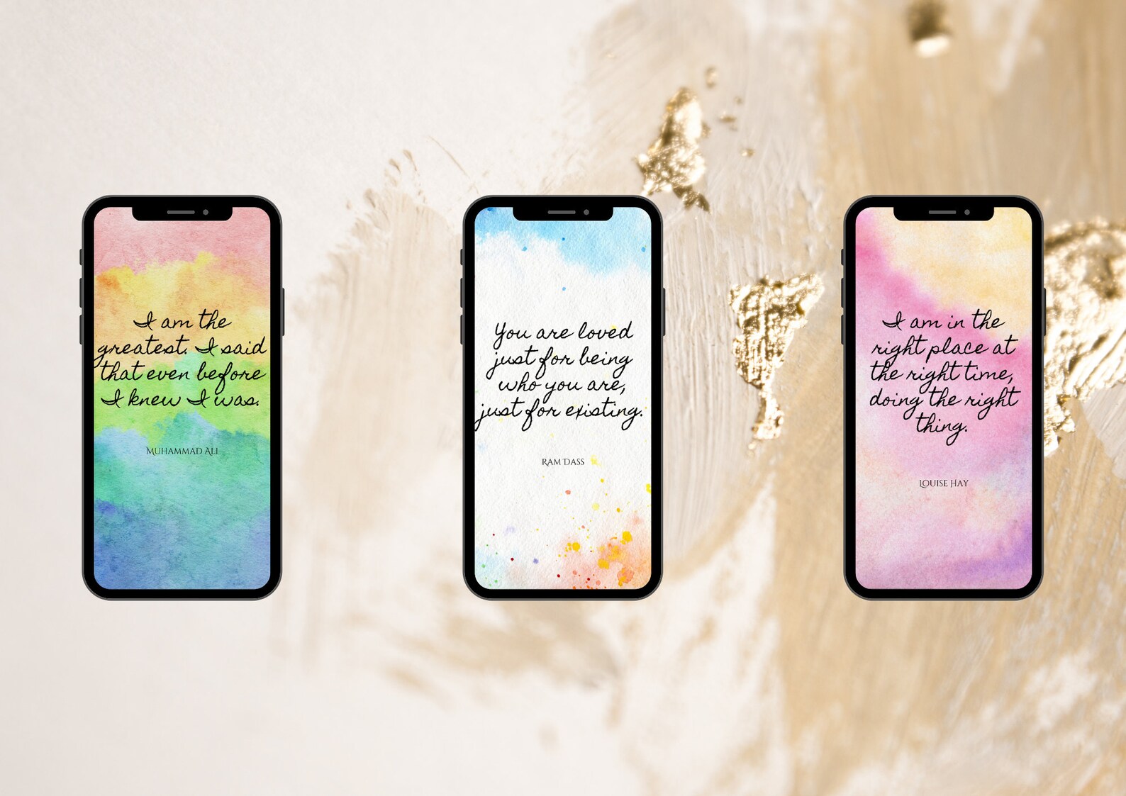 20 Phone Wallpapers, Positive Affirmations, Digital Download, Water ...