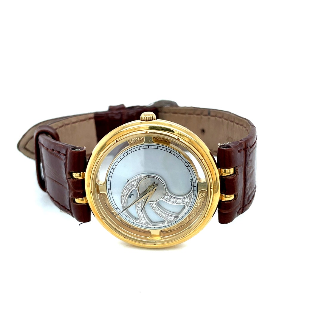 Vintage Sarcar Geneve Skeleton Watch/18k Gold Case/collectible ...