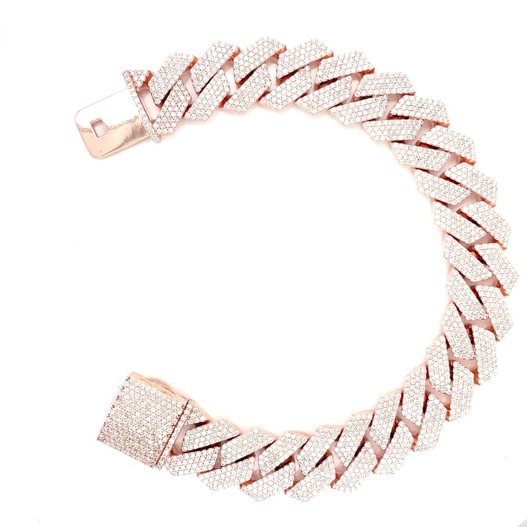 Handcrafted 10K Gold Cuban Bracelet With Diamonds Custom Jewelry - Etsy