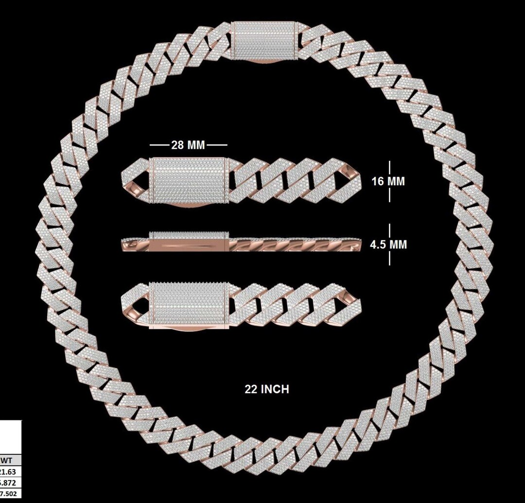 16 Mm Fully Iced Out VVS Diamond Cuban Chain Custom Moissanite Hip Hop ...