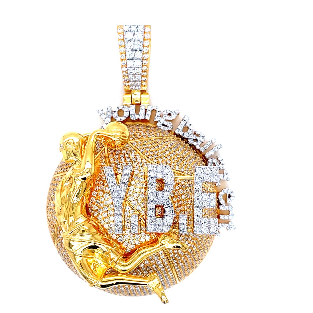 Custom Iced Out Football Pendant 10K Gold Diamond Hip Hop Jewelry FIFA ...