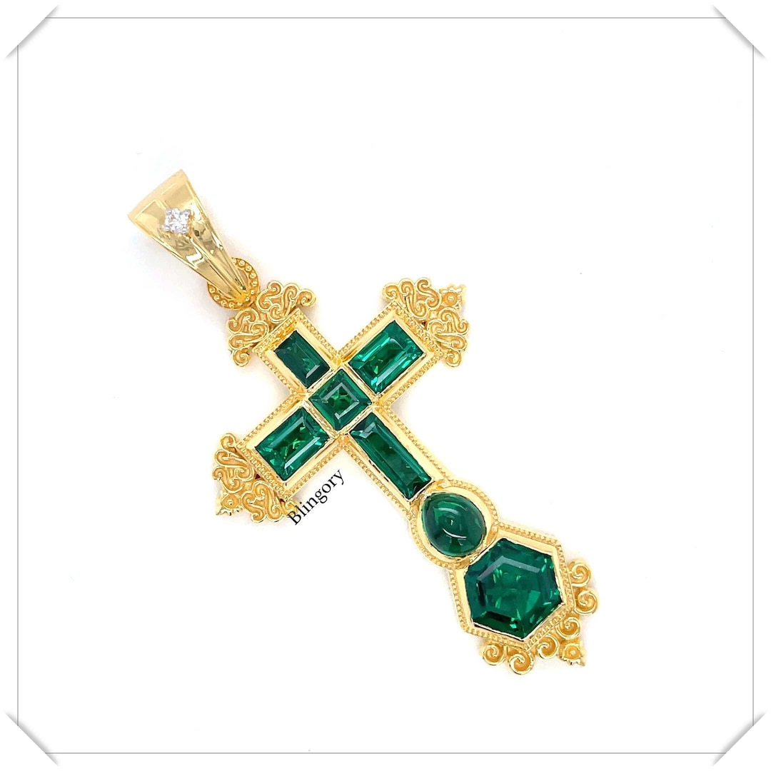 Atocha Shipwreck Emerald Cross Pendant | 10K Gold or 22K Gold Vermeil ...