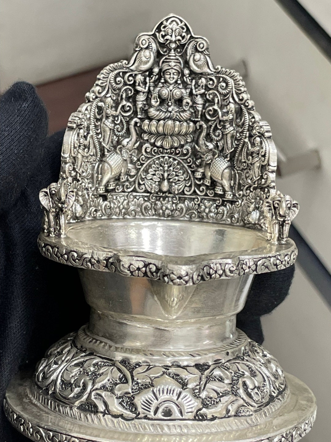 925 Silver Lakshmi Deepam | Handcrafted Pooja Oil Lamp | Pure Silver ...