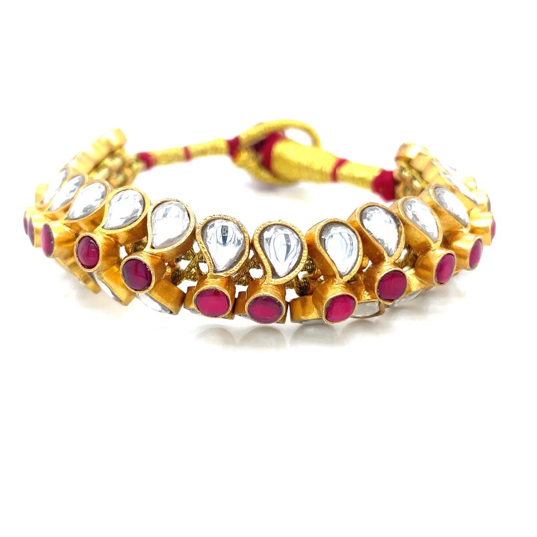 925 Silver Kada Bangle | Polki Pochi Style Bracelet for Ganesh Idol ...