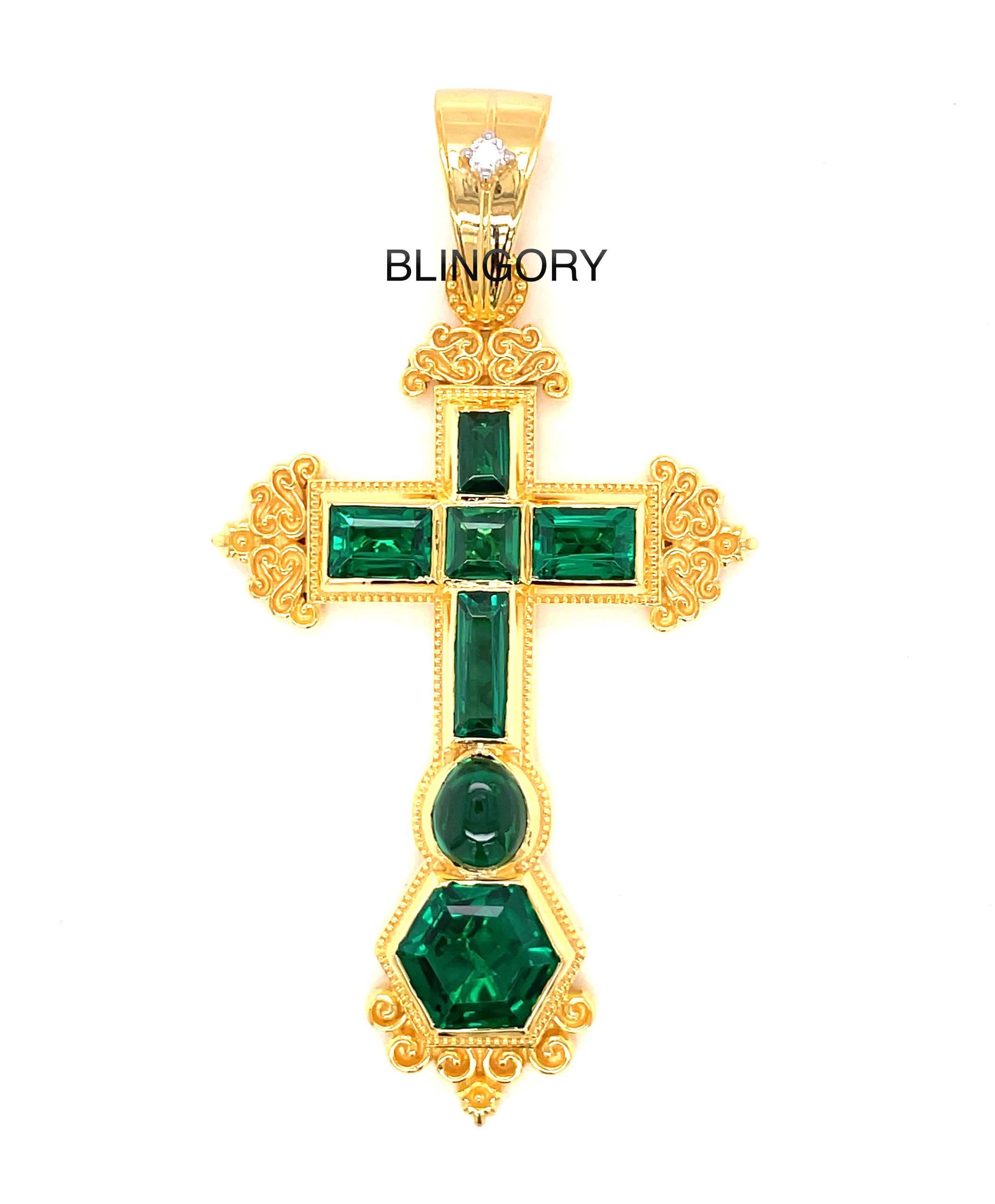 Atocha Shipwreck Emerald Cross Pendant | 10K Gold or 22K Gold Vermeil ...