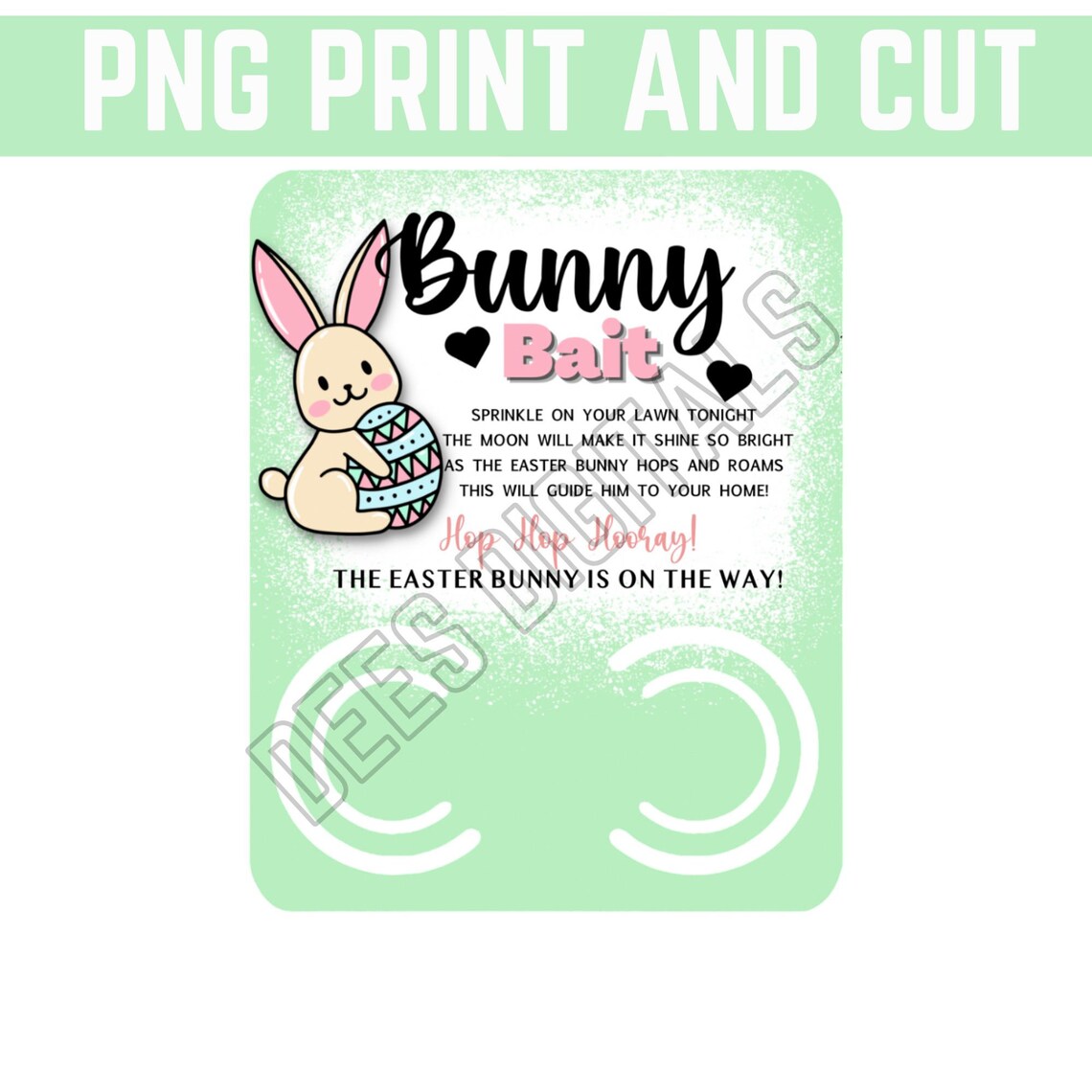Easter Bunny Bait Card PNG Downloadable File Diy Printable File Easter ...