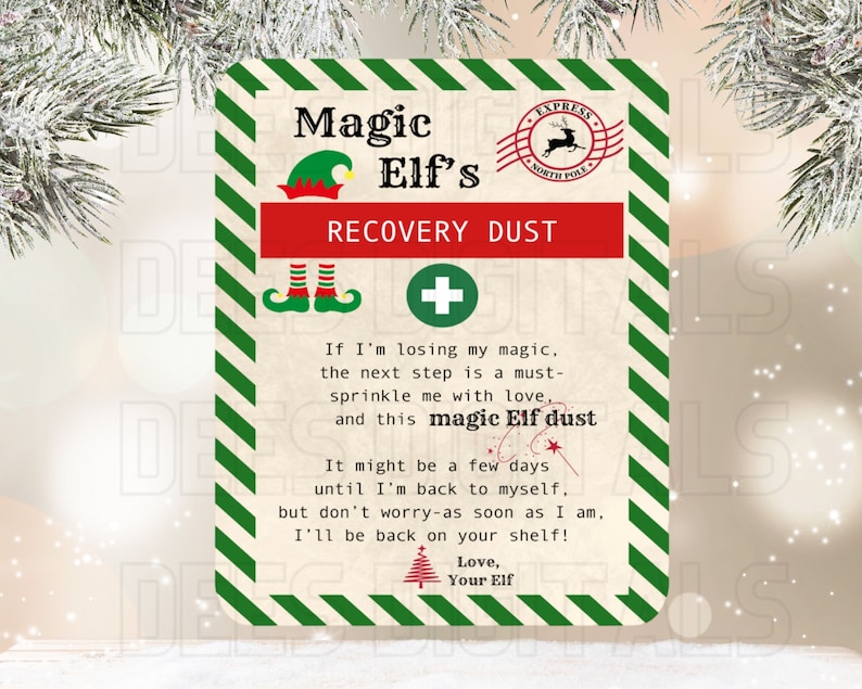 Elf Dust, Magic Elf Dust, Elf Recovery Dust, Elf Dust Printable - Etsy