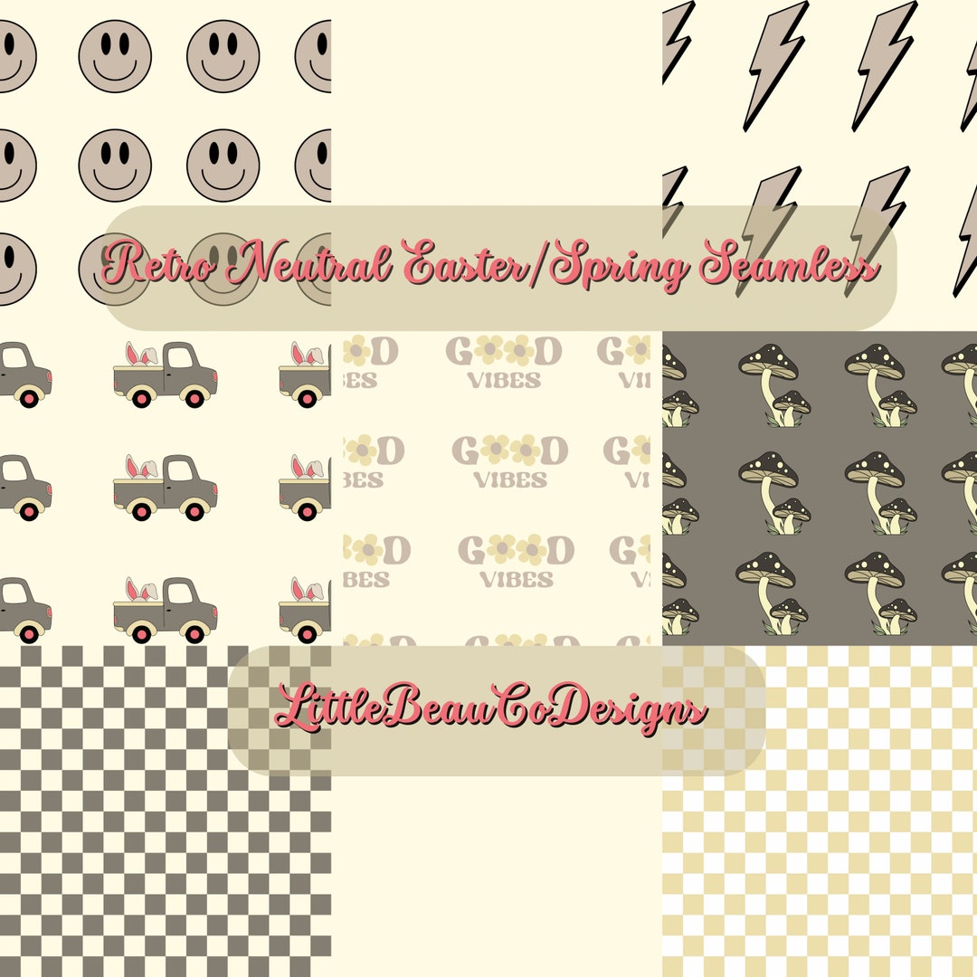 Retro Seamless PNG Package, Repeat Pattern Retro, Seamless Pattern ...