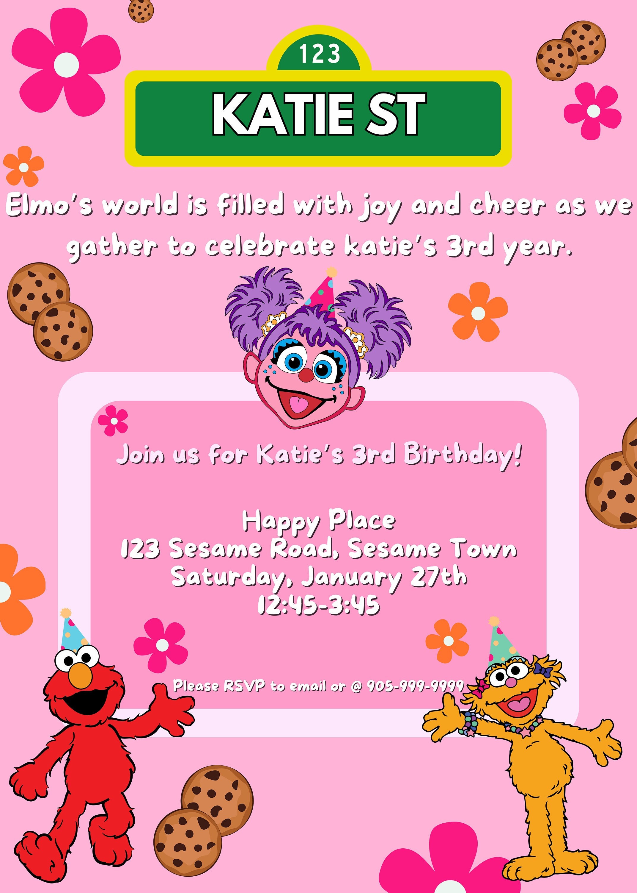 Sesame Street Invitation, Sesame Street Digital Invite Download, Elmo ...