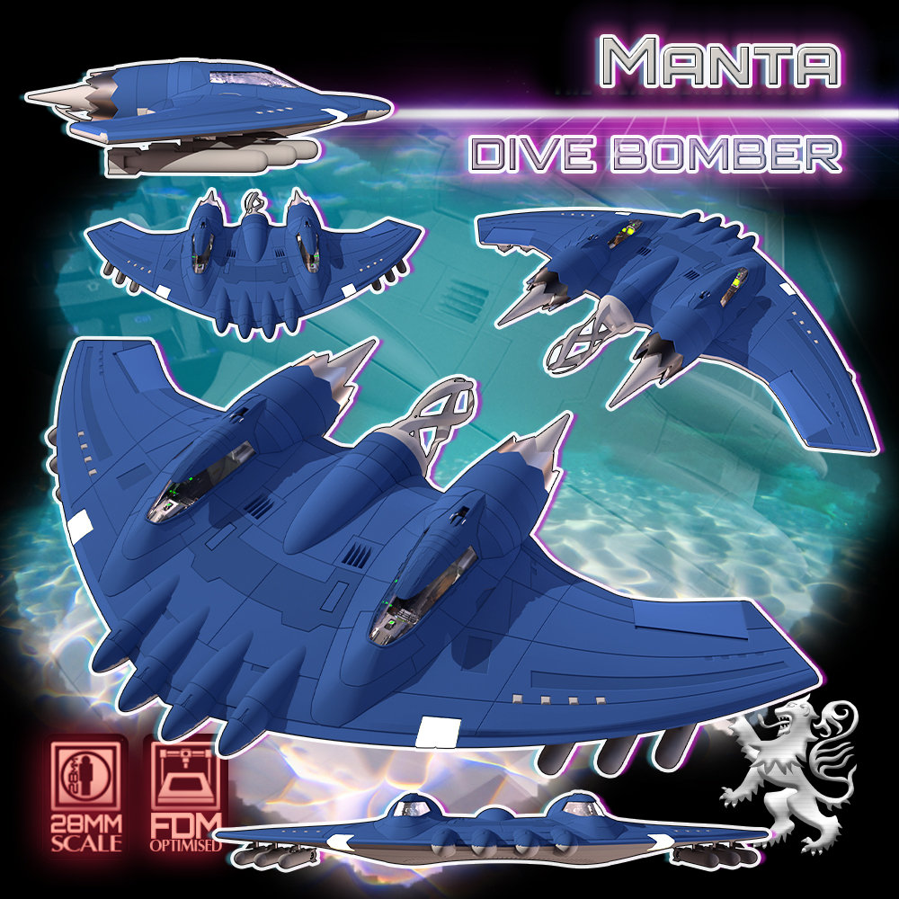 Manta Dive Bomber Science Fiction Miniature Spaceship Terrain in 28mm ...