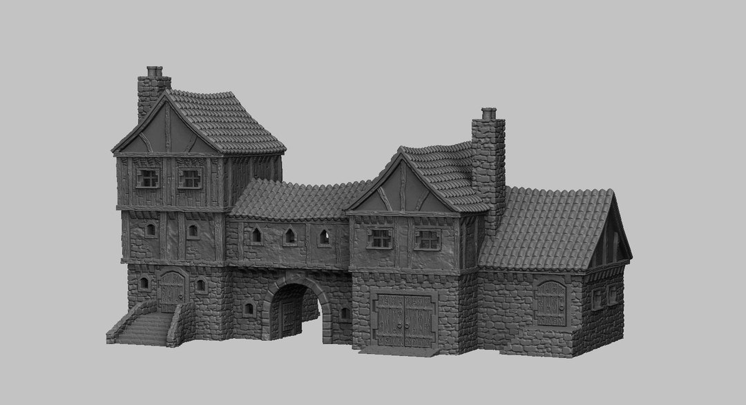 Medieval Merchant's Manor 3D Printed in 28mm Scale by Dark Realms Forge ...