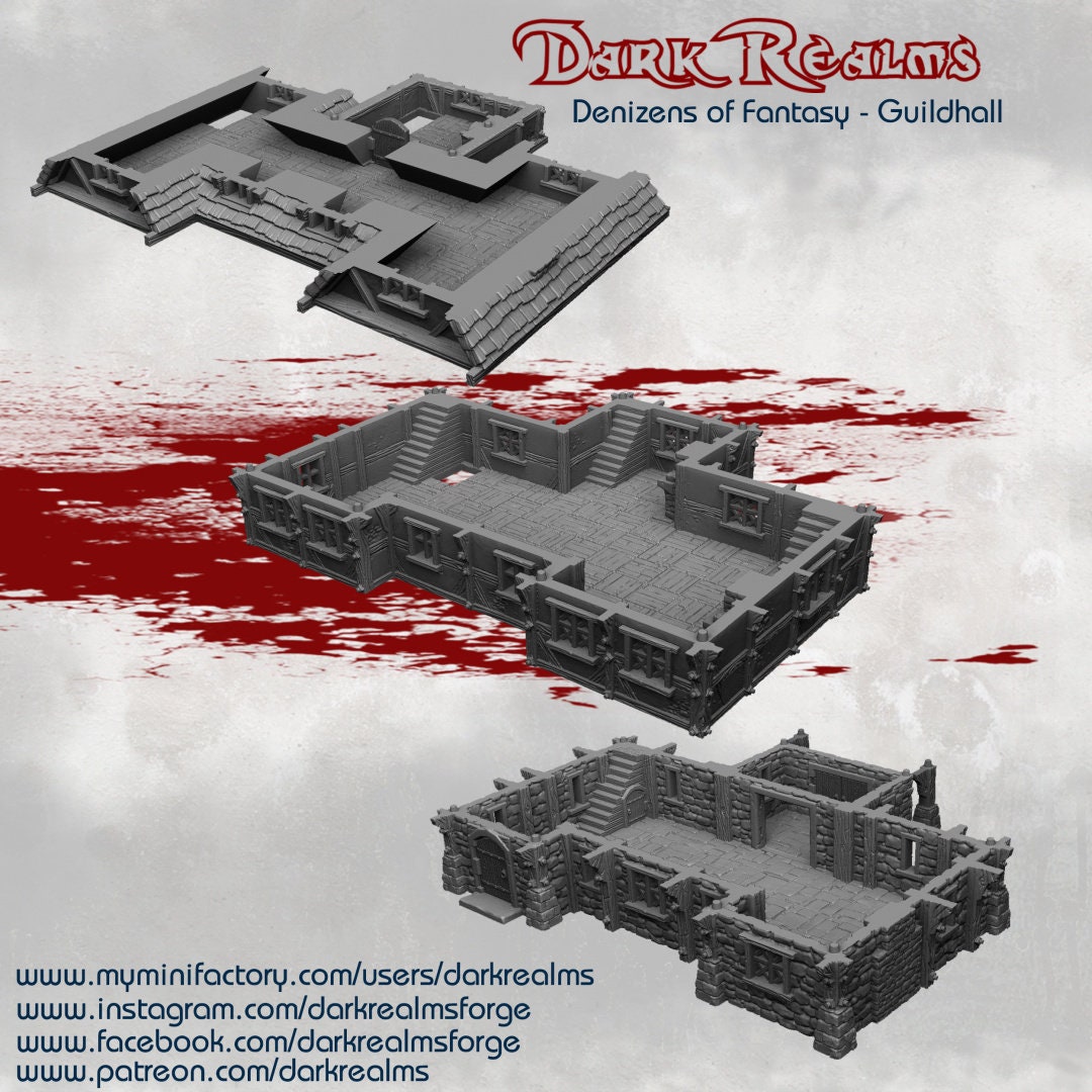 Denizens of Fantasy Guild Hall Miniatures Terrain 3D Printed in 28mm ...