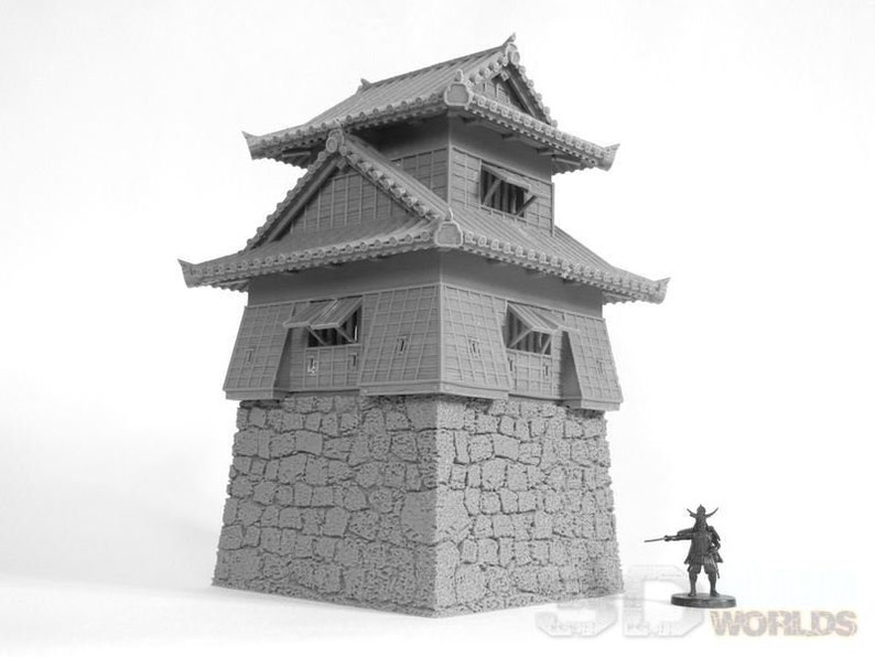 Samurai Castle Corner Tower Miniatures Terrain 3D Printed in - Etsy