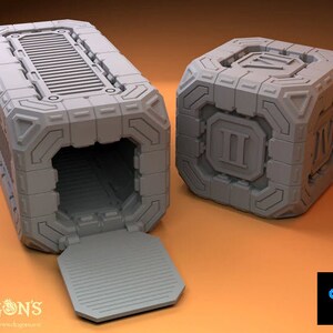 Science Fiction Miniatures Containers Set Terrain by Dragon's Rest - Etsy