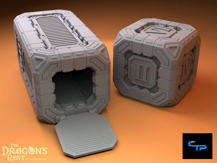 Science Fiction Miniatures Containers Set Terrain by - Etsy