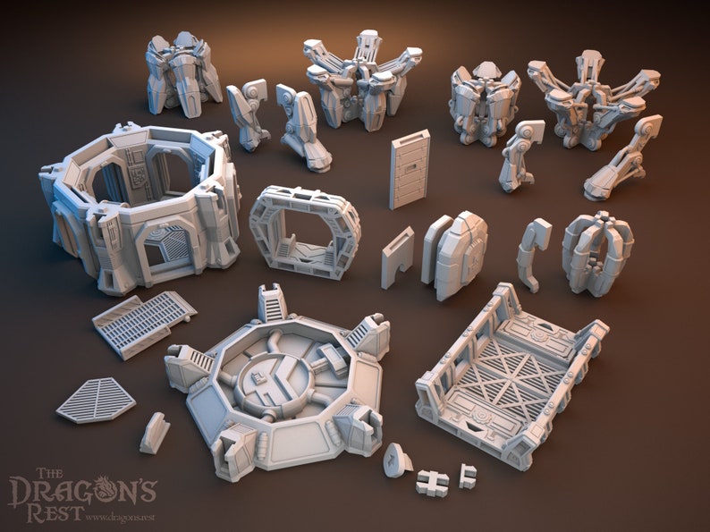 Science Fiction Miniatures Terrain Base Hub Outpost Bundle by - Etsy