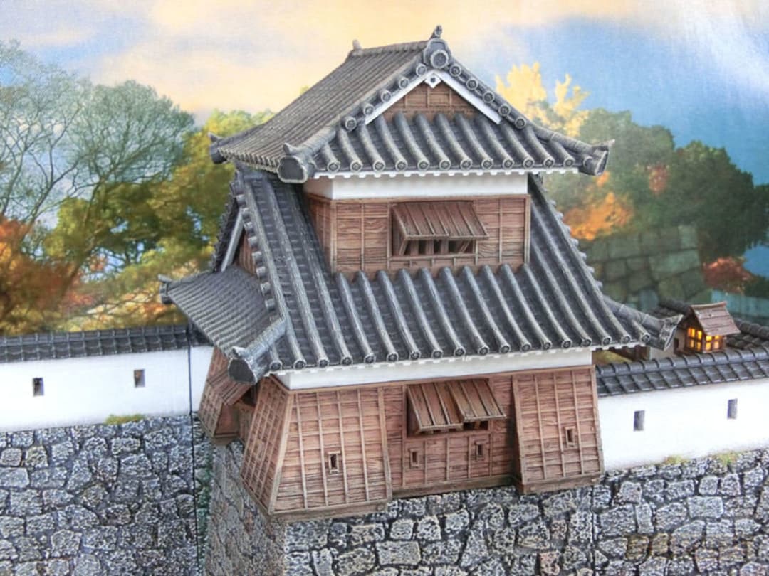Samurai Castle Corner Tower Miniatures Terrain 3D Printed in 28mm Scale ...
