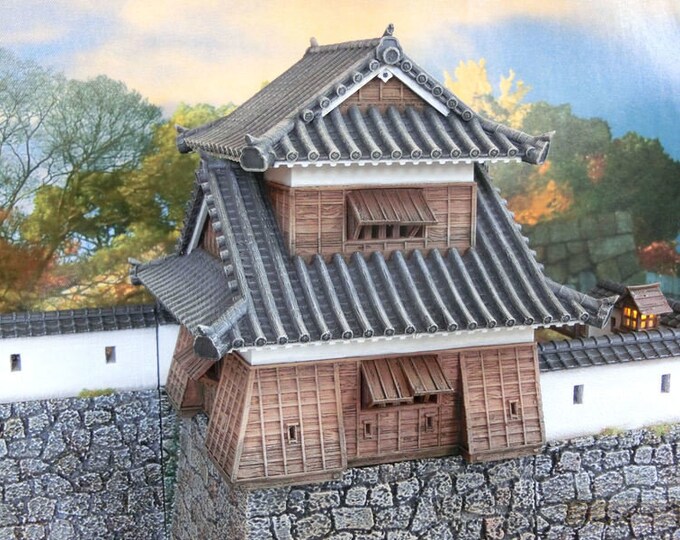 Samurai Castle Corner Tower Miniatures Terrain 3D Printed in 28mm Scale ...
