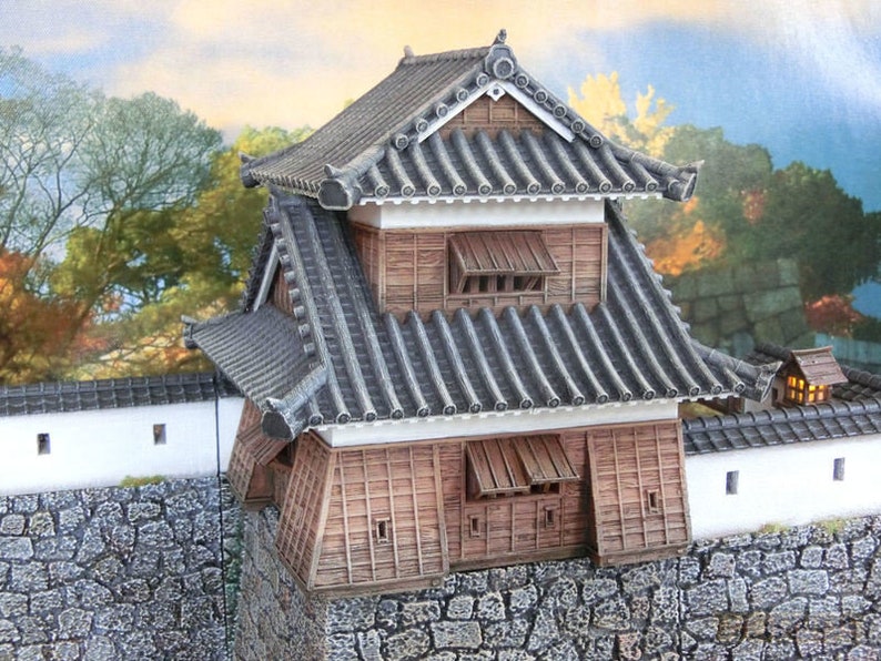 Samurai Castle Corner Tower Miniatures Terrain 3D Printed in - Etsy