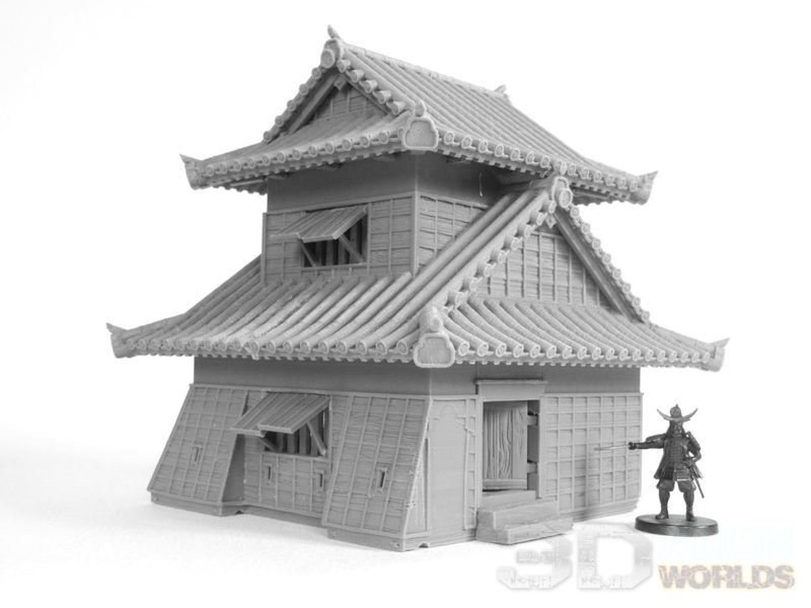 Samurai Castle Corner Tower Miniatures Terrain 3D Printed in - Etsy