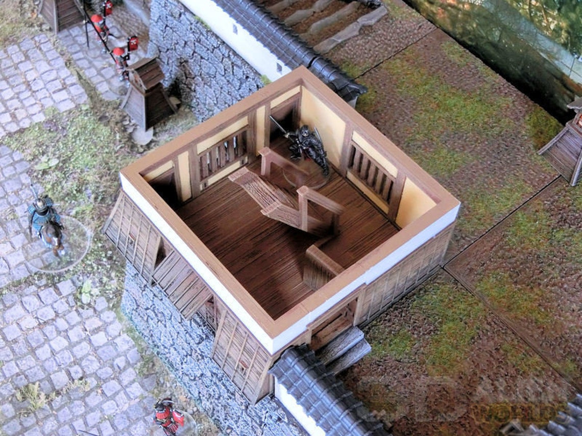 Samurai Castle Corner Tower Miniatures Terrain 3D Printed in - Etsy