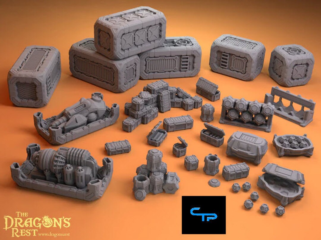 Science Fiction Miniatures Containers Set Terrain by Dragon's Rest - Etsy