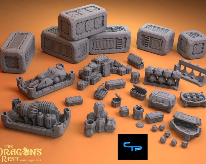 Science Fiction Miniatures Containers Set Terrain by Dragon's Rest - Etsy