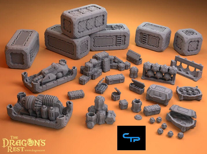 Science Fiction Miniatures Containers Set Terrain by - Etsy