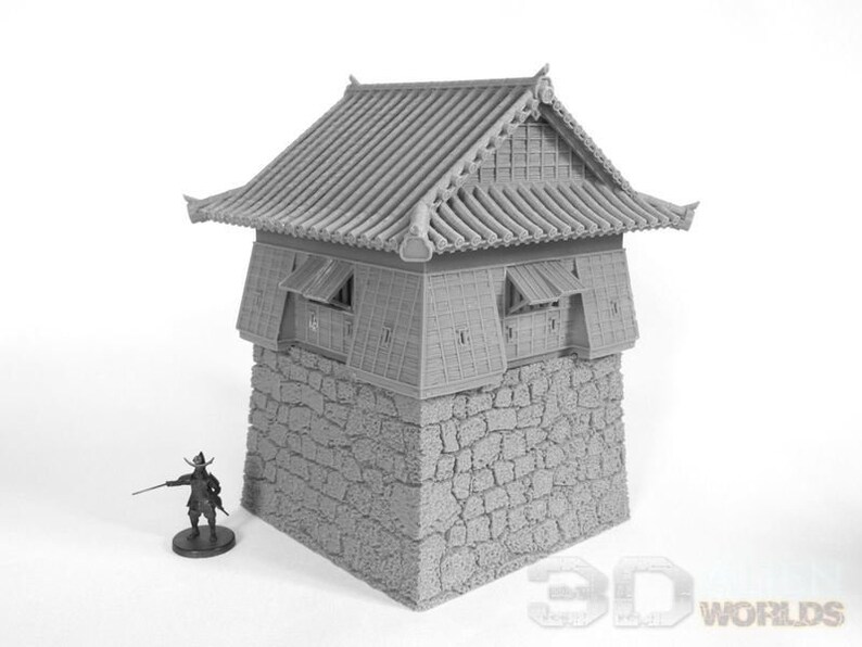 Samurai Castle Corner Tower Miniatures Terrain 3D Printed in - Etsy