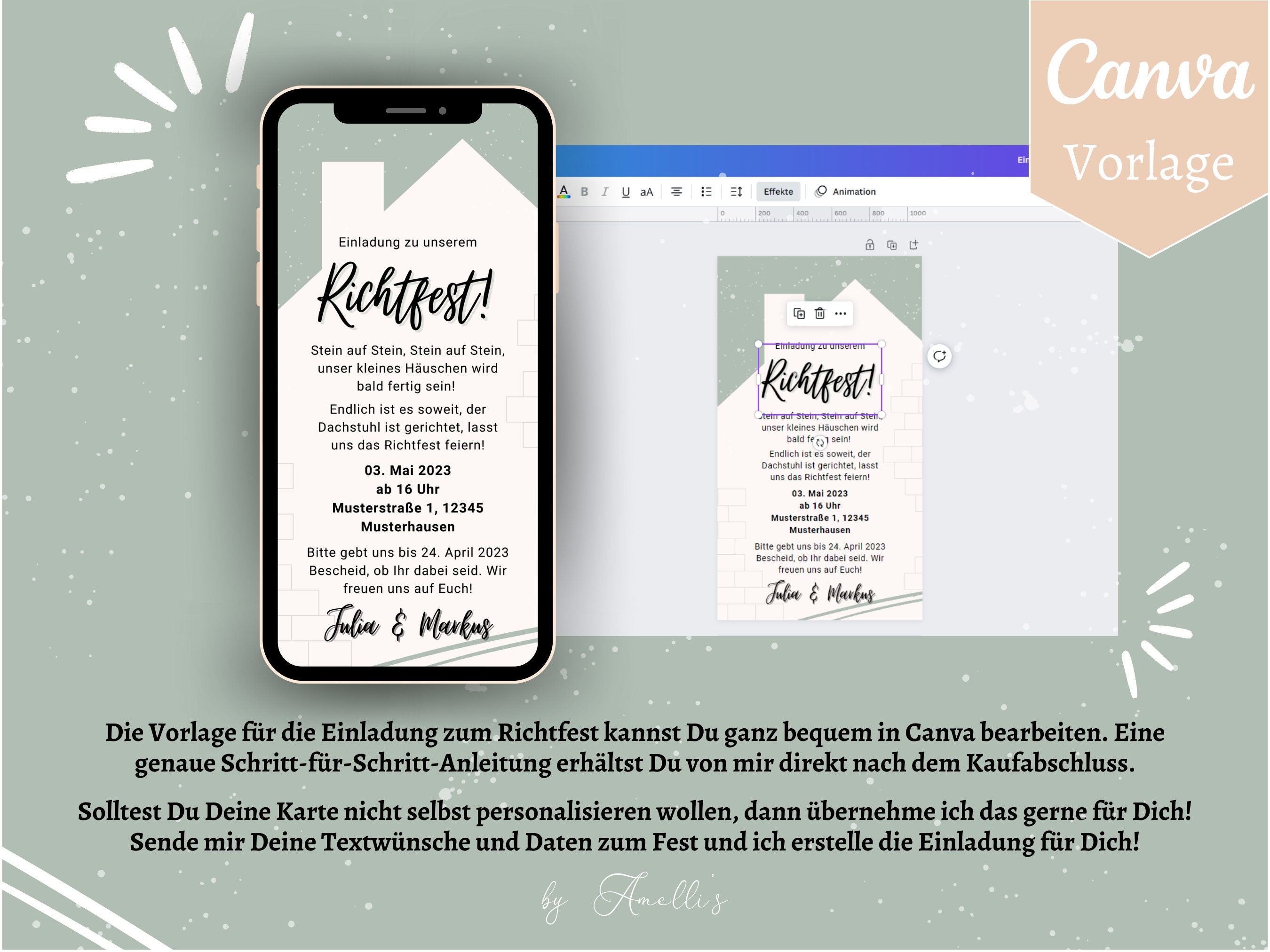 Digital Topping Out Invitation Ecard Topping Out Personalized Canva ...