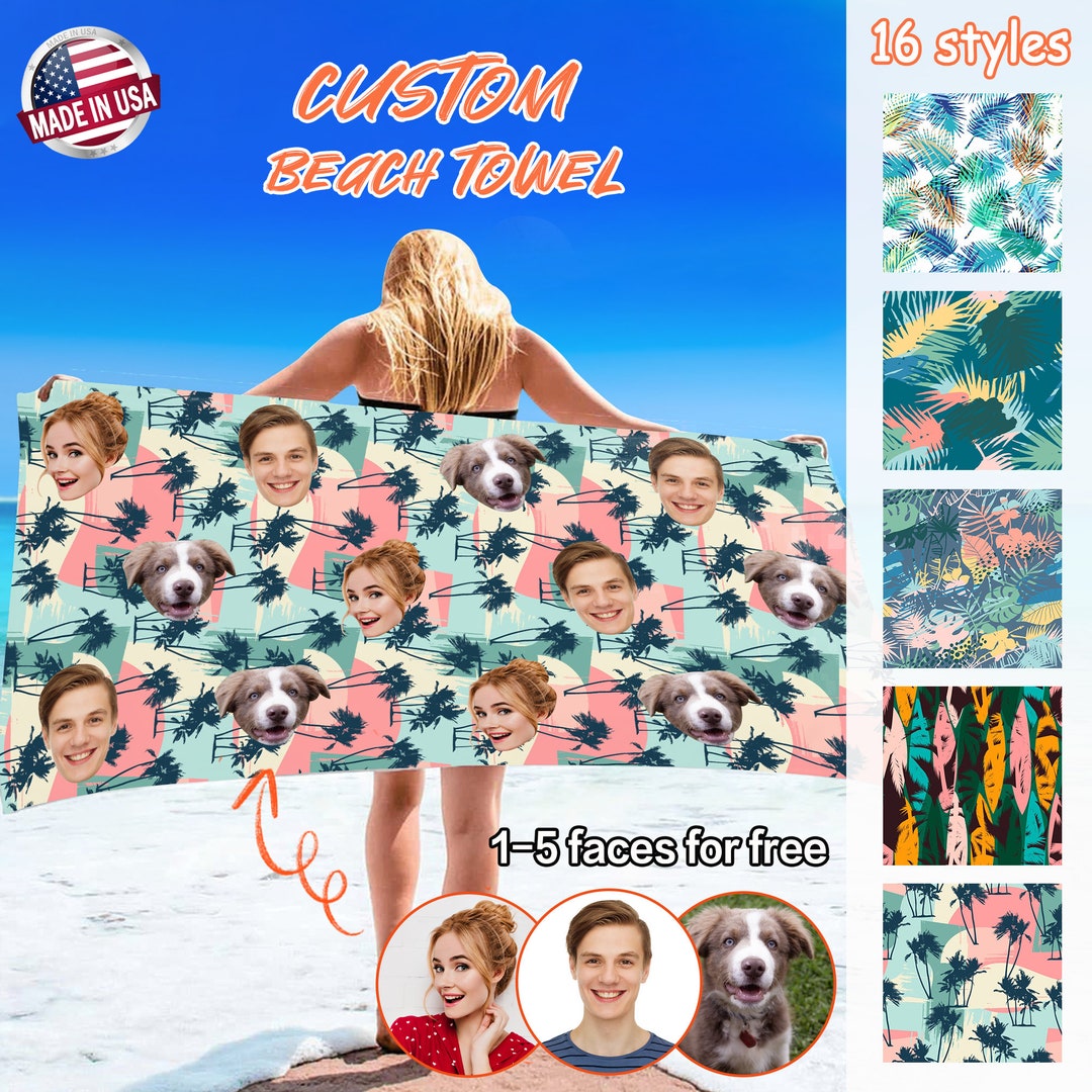 Custom Face Beach Towel: Personalized Photo Gift - Etsy