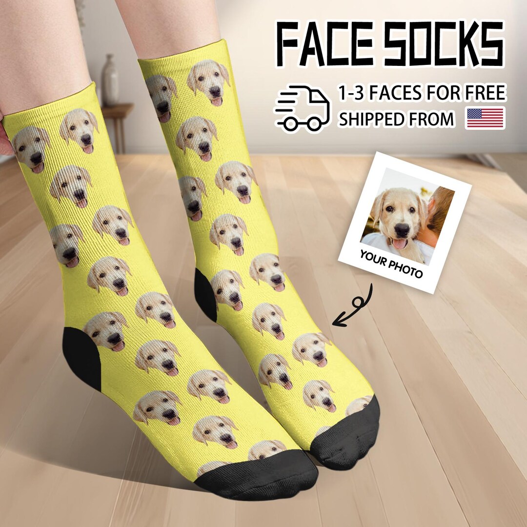 Custom Socks With Dog Face, Personalized Pet Photo Crew Sock, Customize ...